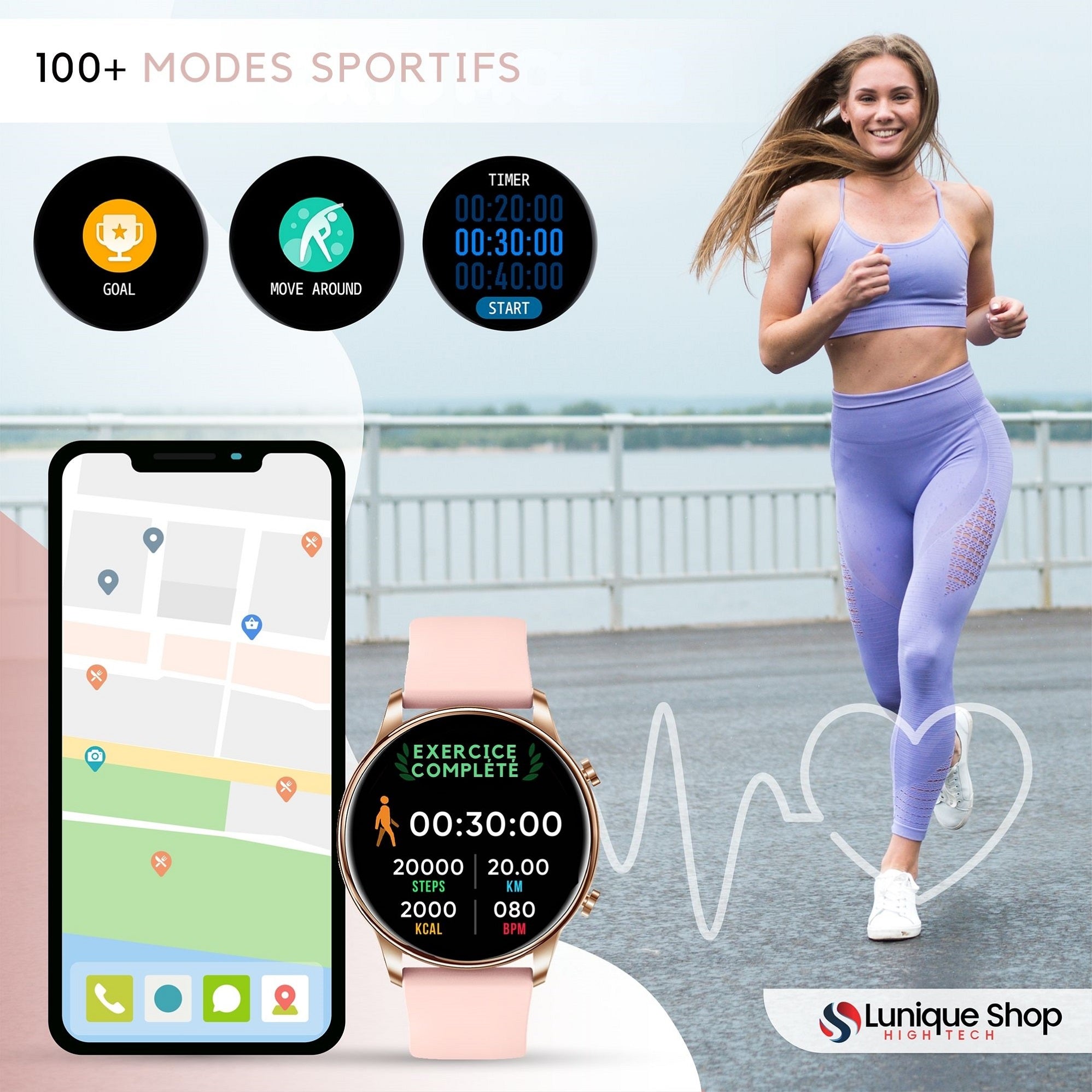 LSWATCH Montre Connectée Femme Appel Bluetooth Temperature - Lunique Shop